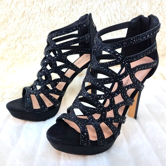 Fabulicious | Shoes | Selene By Fabulicious Black Rhinestone Heel ...